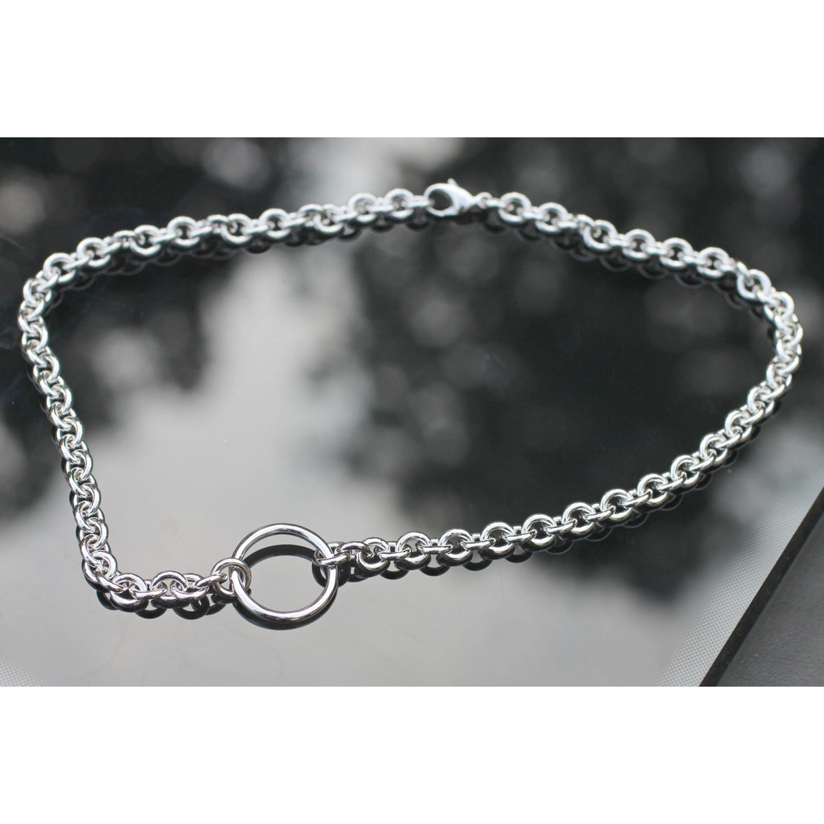 Handmade Sterling Silver BDSM Day Collar with Classic O Ring and Mediu ...